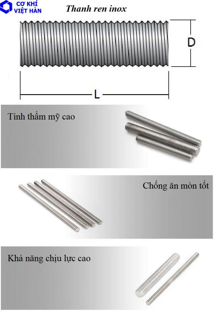Cơ khí Việt Hàn chuyên sản xuất thanh ren inox - Ty ren inox